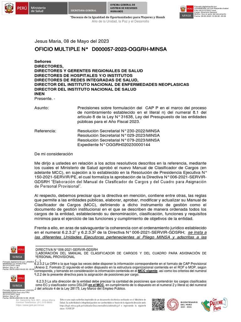 Oficio Multiple-000057-2023-Oggrh | PDF