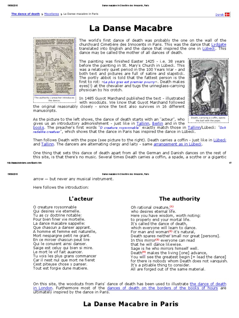 Danse Macabre in Cimetière Des Innocents, Paris | PDF