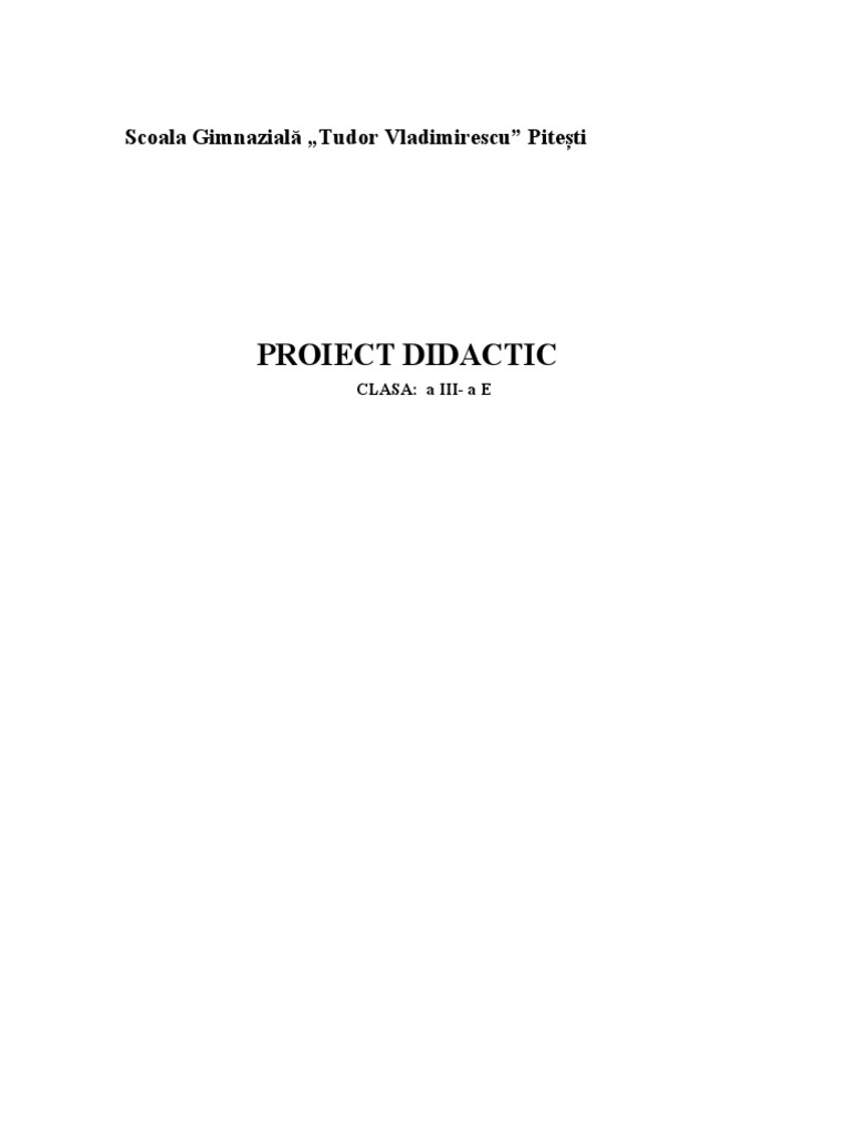 PROIECT de Lectie LB Romana | PDF