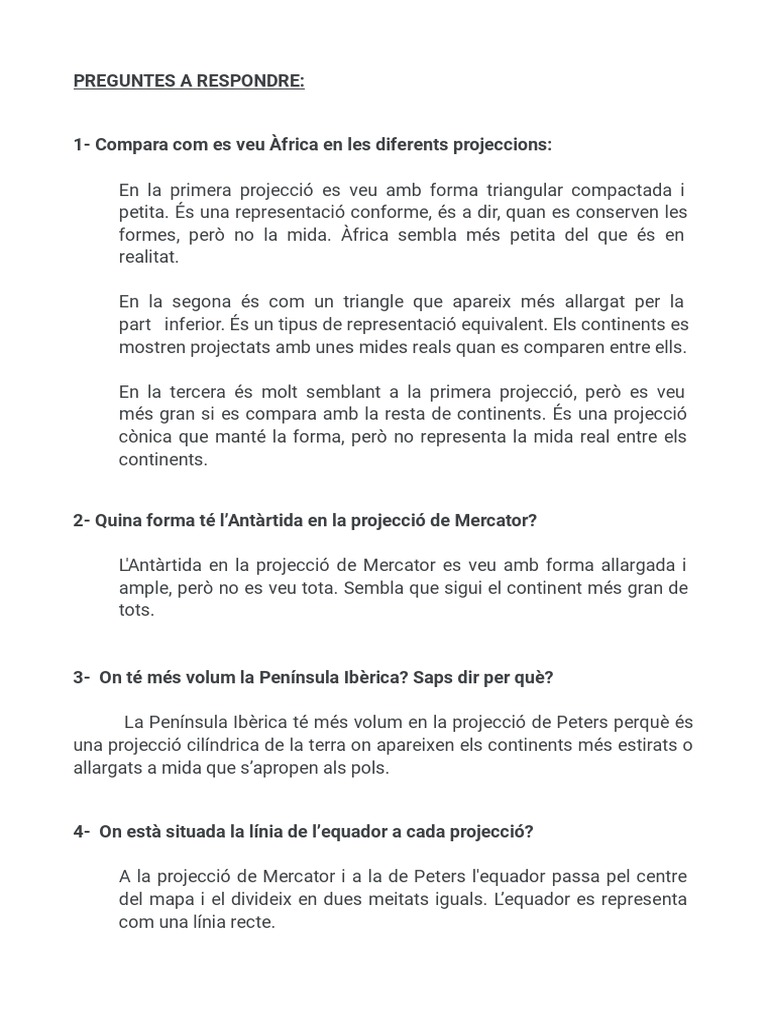 Activitats Sobre Projeccions Dels Mapes - Eric Garcia | PDF