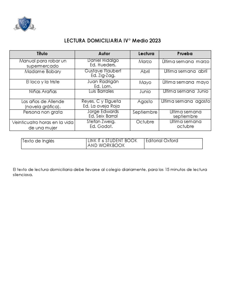 Lectura IV Medio. 2023 | PDF