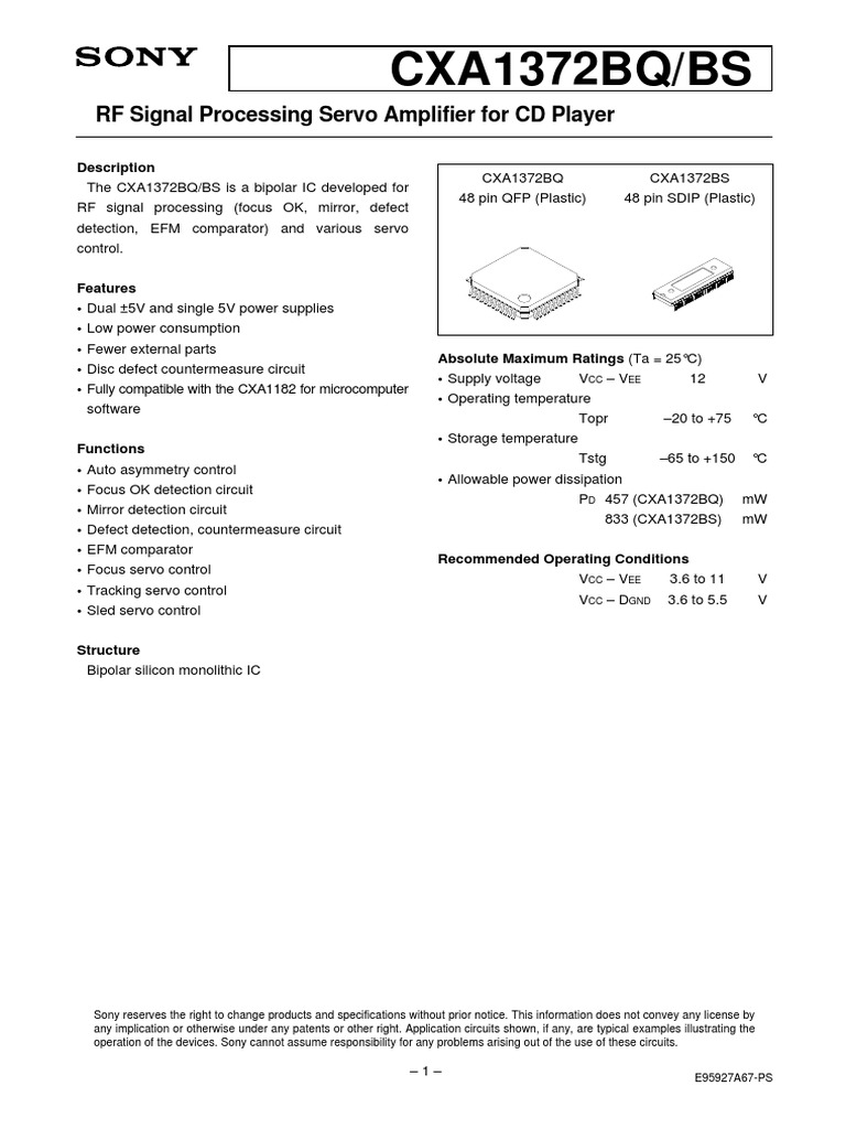 CXA1372 | PDF | Amplifier | Capacitor