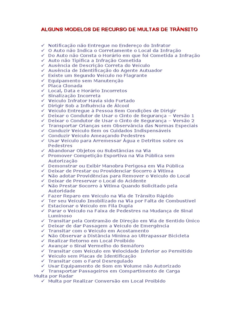 Mode Los de Recru Sos | PDF | Tráfego | Multa de trânsito