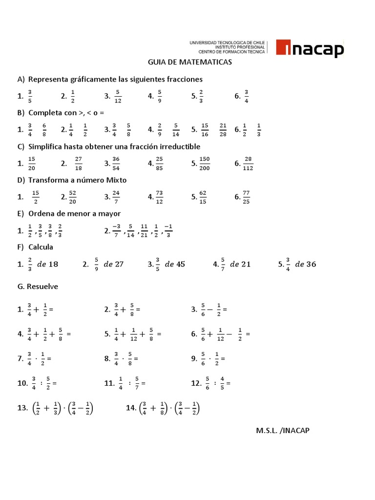Ejercicios de Fracciones para Resolver | PDF