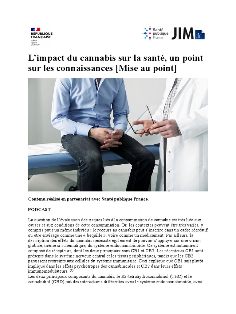L Impact Du Cannabis Sur La Santé Un Point Sur Les Connaissances Pdf