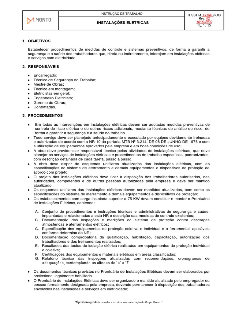 Protected Protegido IT - SST.M.CORP.97.03 Rev. 02-Instalações Elétricas ...