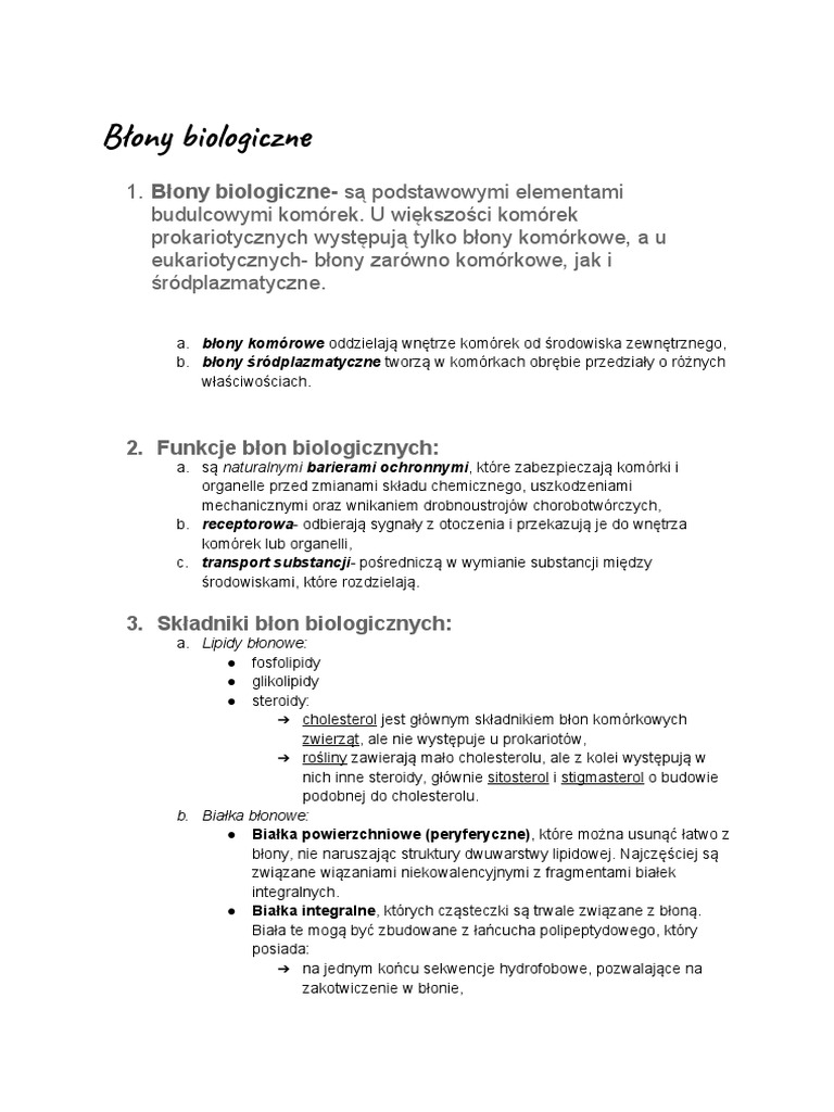 3.2 Błony Biologiczne | PDF