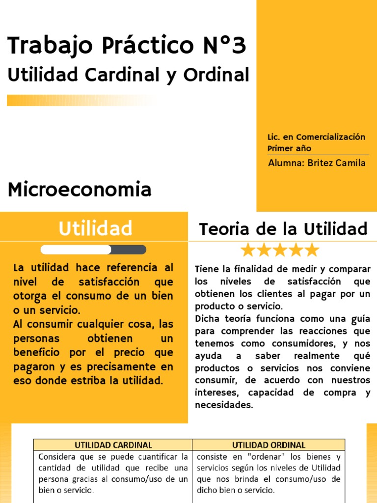 TP 3 - Utilidad Cardinal y Ordinal - Britez Camila | PDF | Utilidad ...
