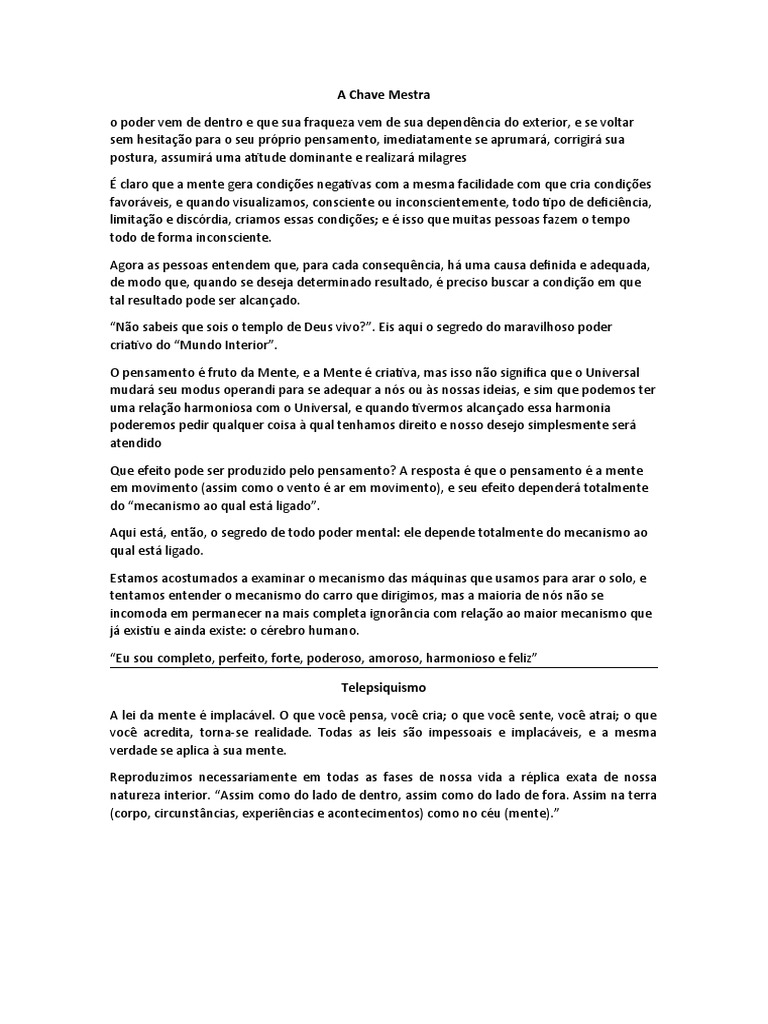 I Resumo Do Livro A Chave Mestra Pdf