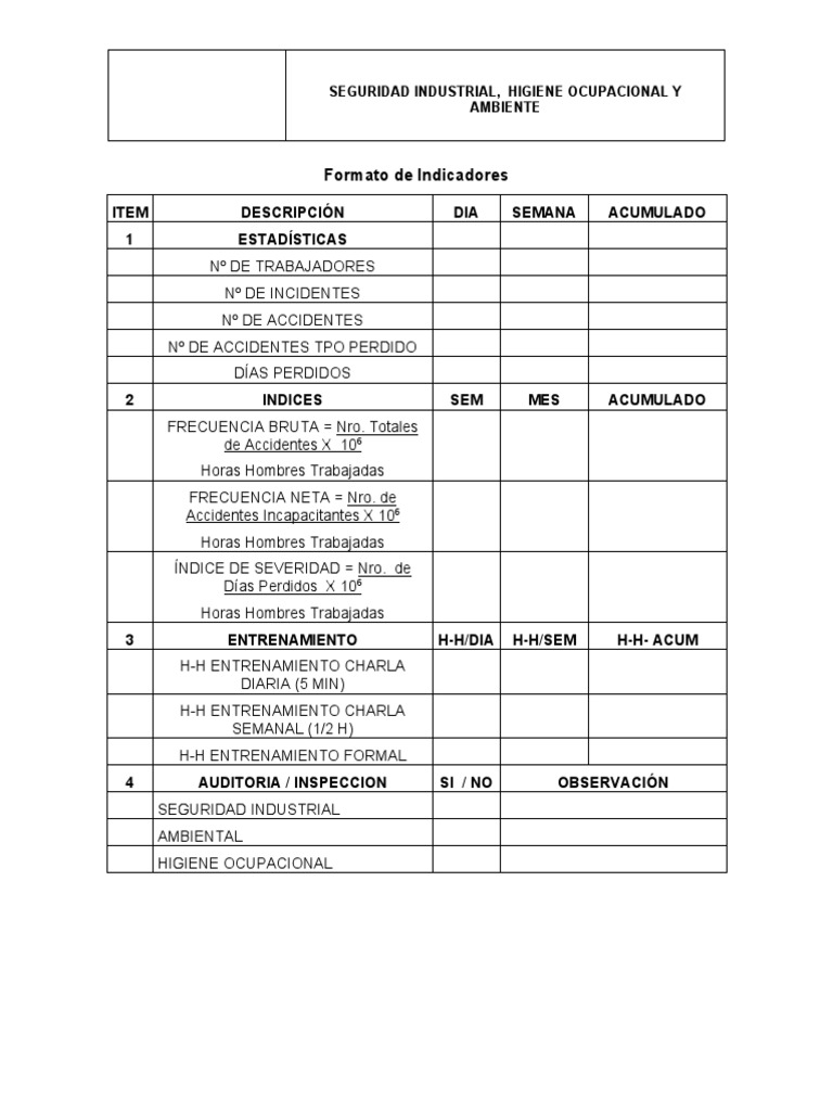 Formato de Indicadores | PDF