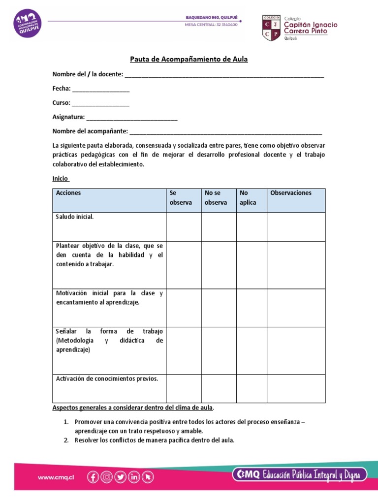 Pauta de Acompañamiento Al Aula 2022 - CICP - Inicio | PDF