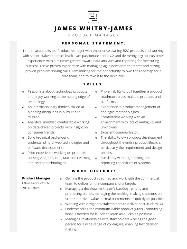 Product Manager CV Template | PDF | Agile Software Development | Usability