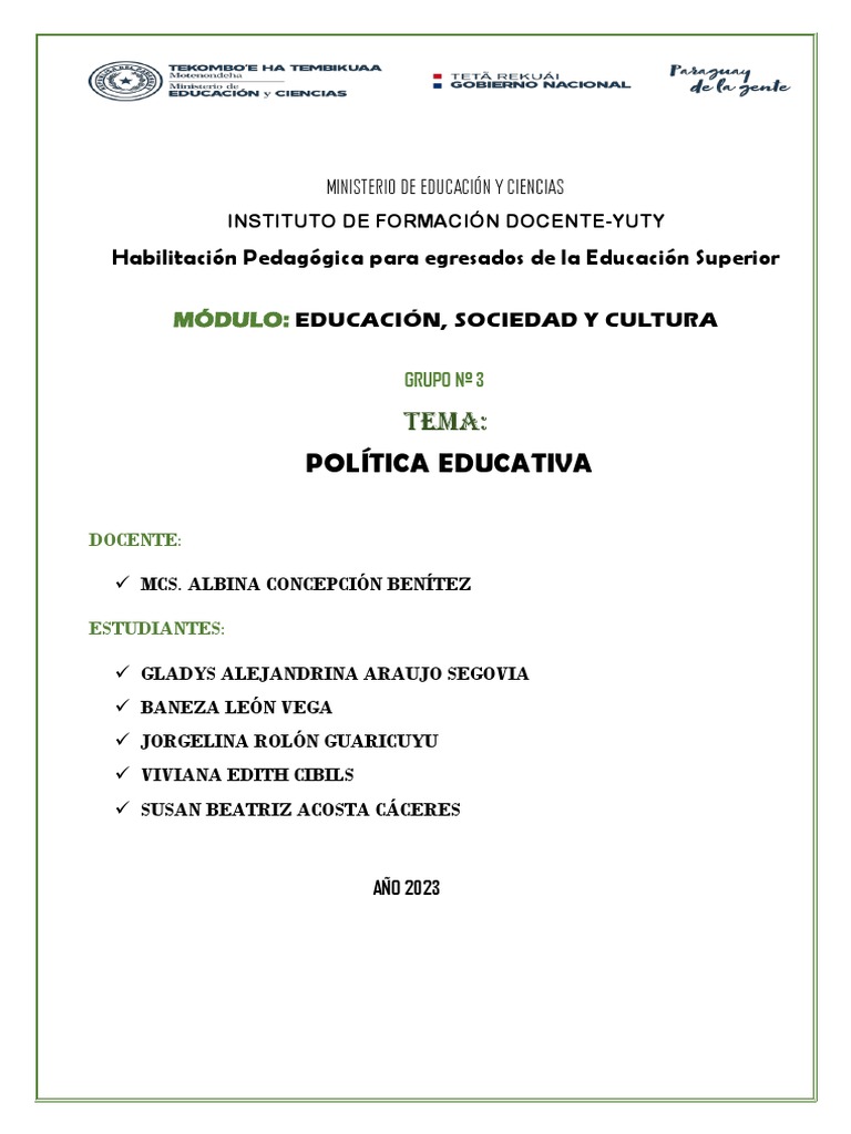 Política Educativa | PDF | Mobilidad social | Desempleo