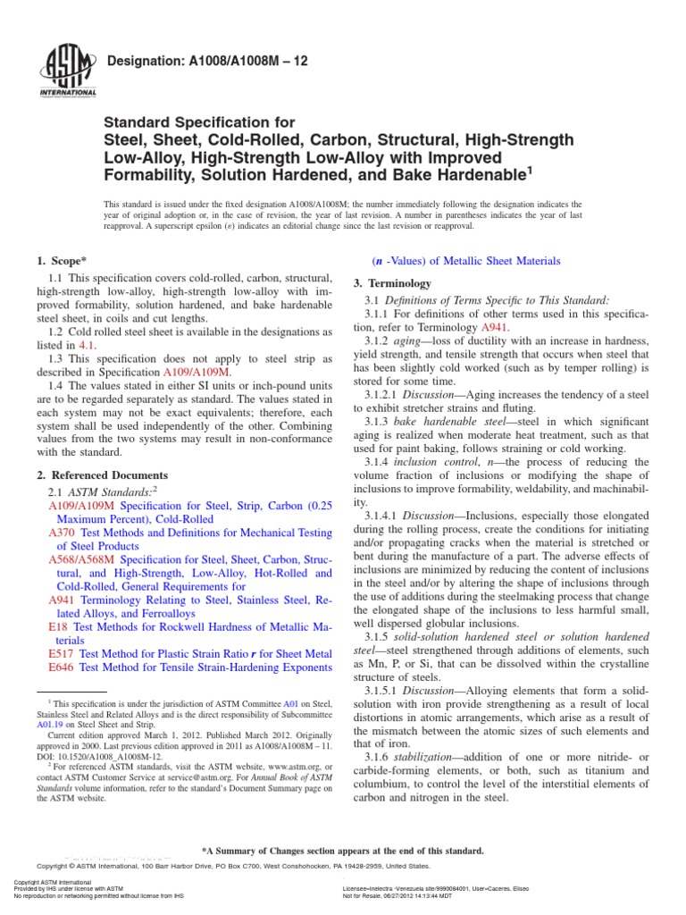 Astm A 1008 | PDF