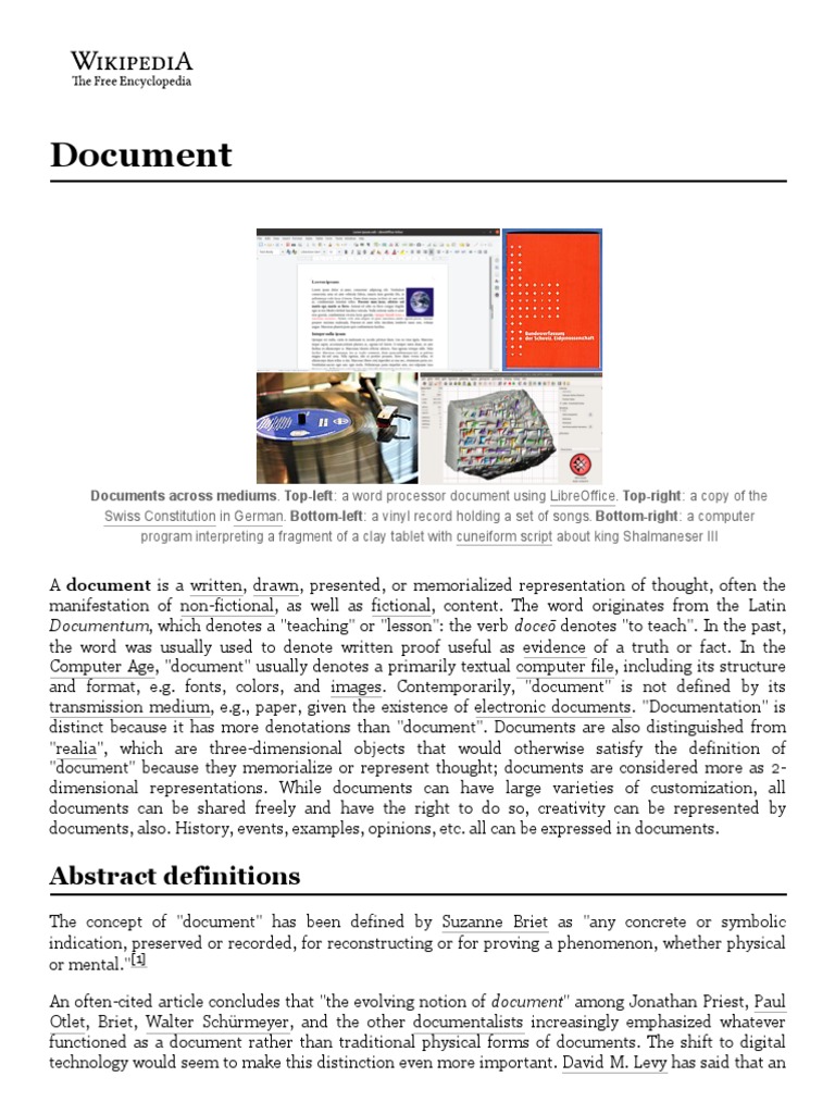 Document - Wikipedia | PDF