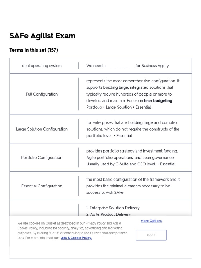 SAFe Agilist Exam Flashcards - Quizlet | PDF | Scrum (Software Development) | Agile Software ...