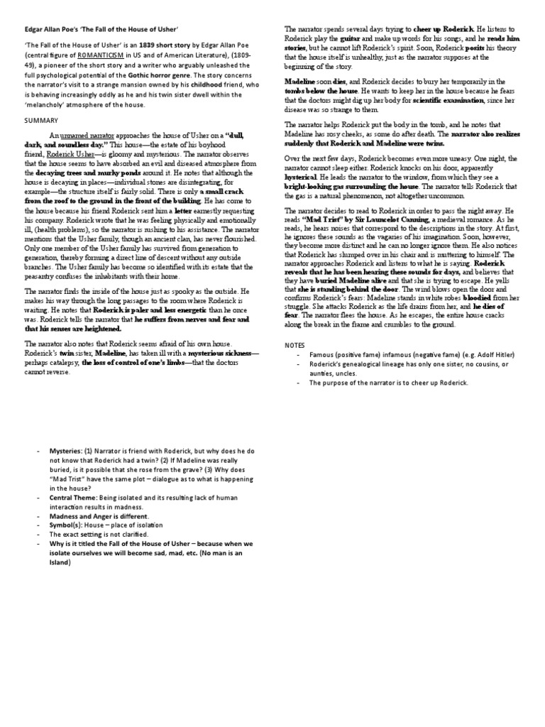 The Fall of The House of Usher | PDF | Mystery, Thriller & Crime ...