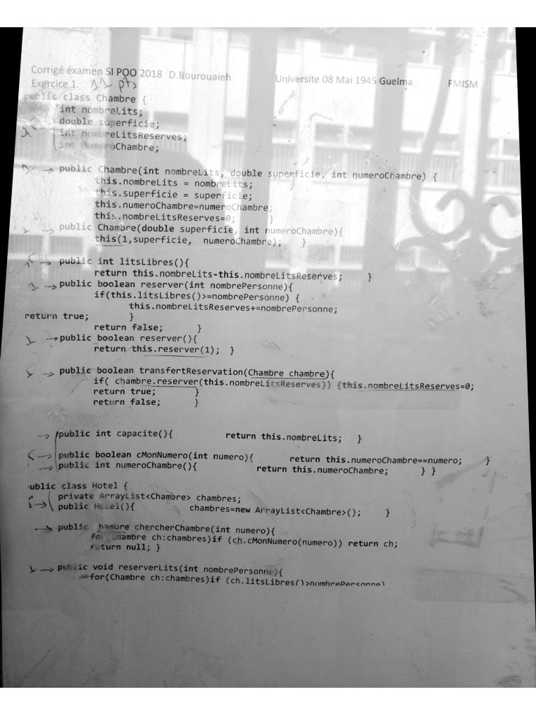 Corrigé Examen POO Guelma 2018 | PDF
