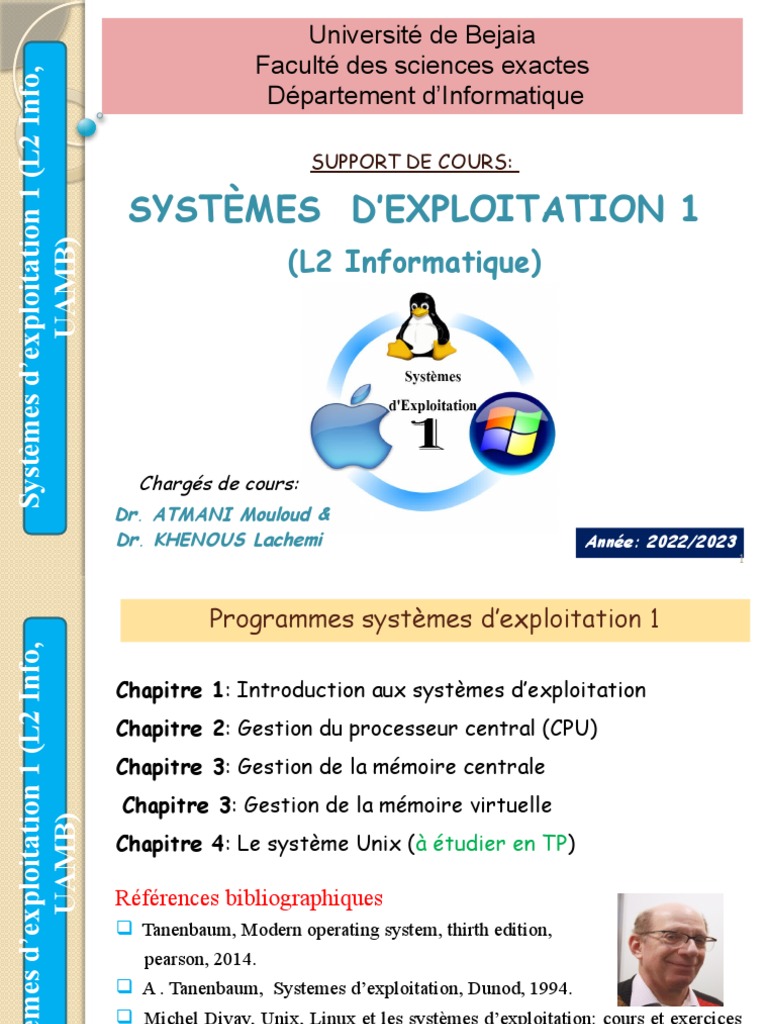 Support de Cours Se1 2022-2023 (Chapitre 1) | PDF | Système d'exploitation | Linux