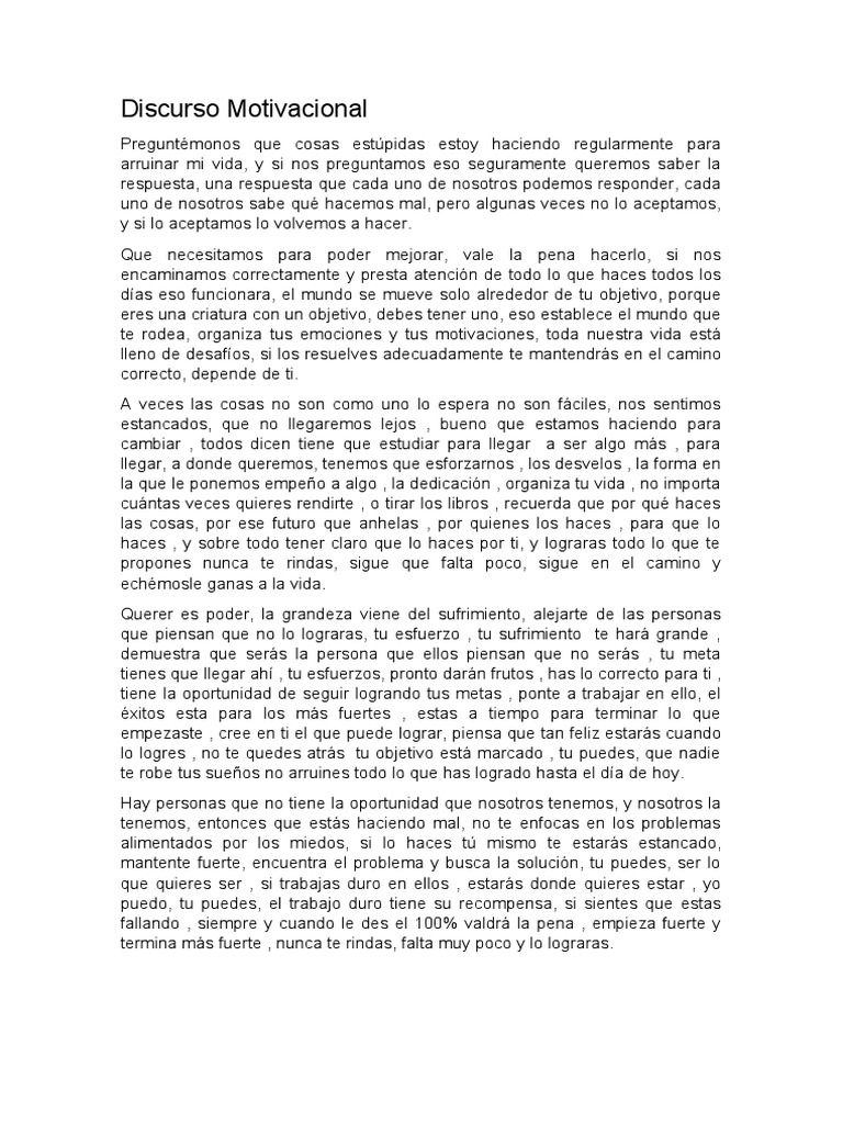 Discurso Motivacional | PDF | Sufrimiento