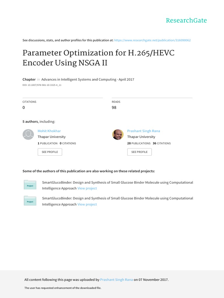 H.265/HEVC Encoder Parameter Optimization | PDF