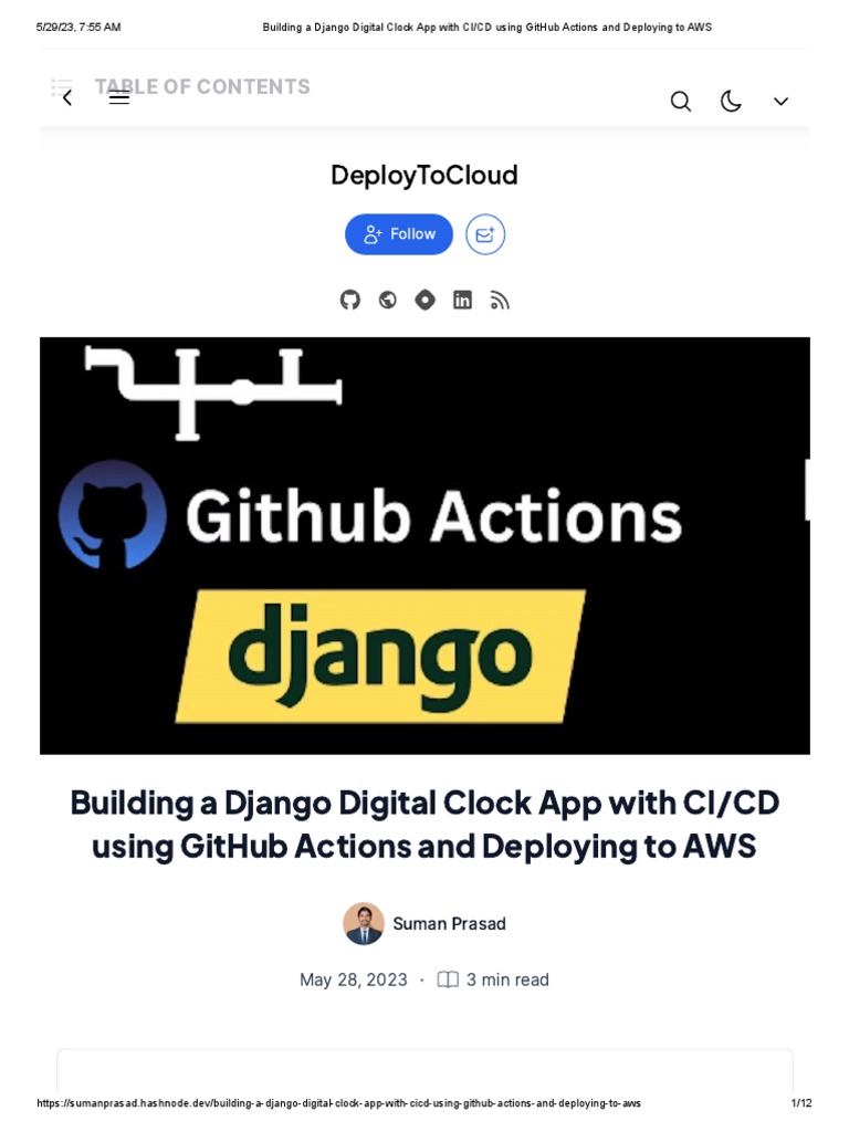 Building A Django Digital Clock App With CI - CD Using GitHub Actions and Deploying To AWS | PDF ...