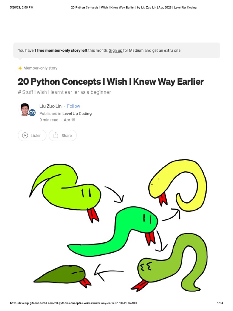 20 Python Concepts I Wish I Knew Way Earlier By Liu Zuo Lin Apr 2023 Level Up Coding
