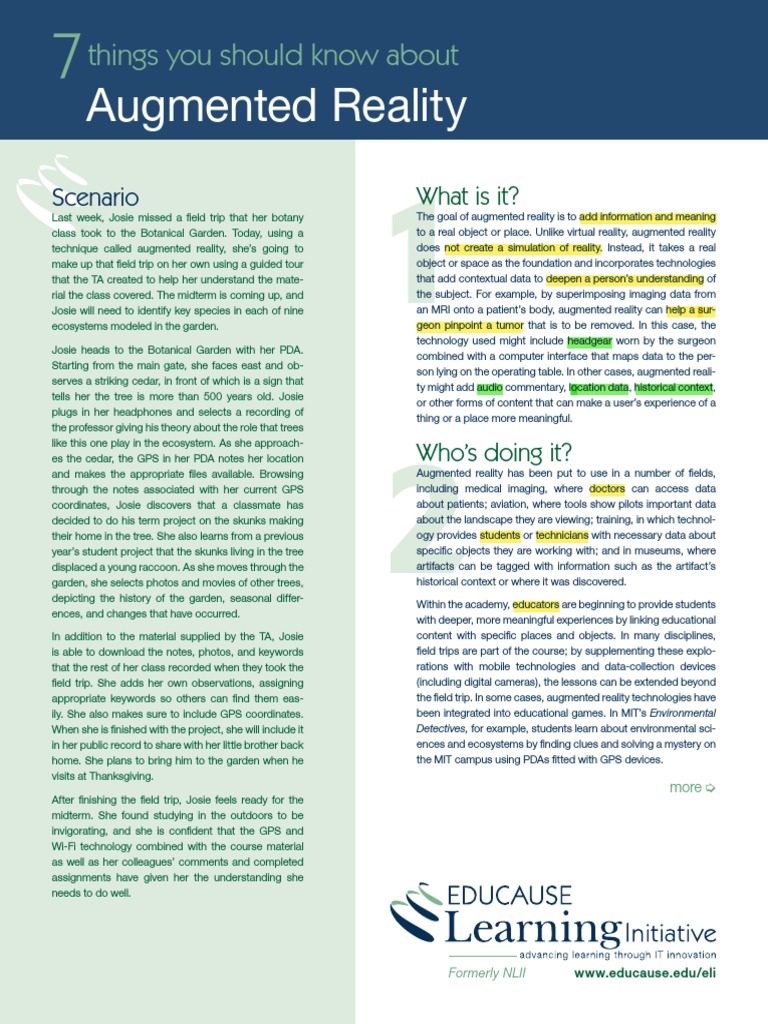 7 Things You Should Know About Augmented Reality PDF | PDF | Augmented ...
