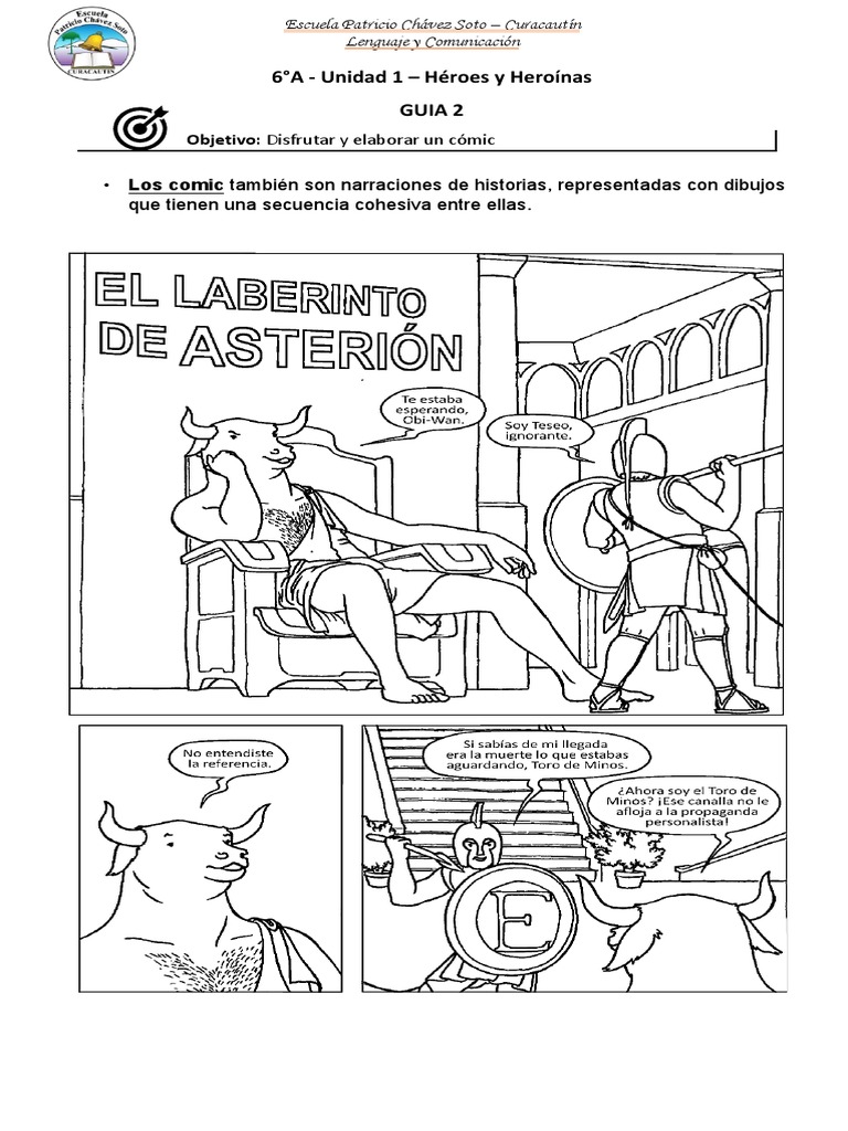 7°A - Unidad 1 - Guia 2 - Comic Minotauro | PDF | Cómics | Minotauro
