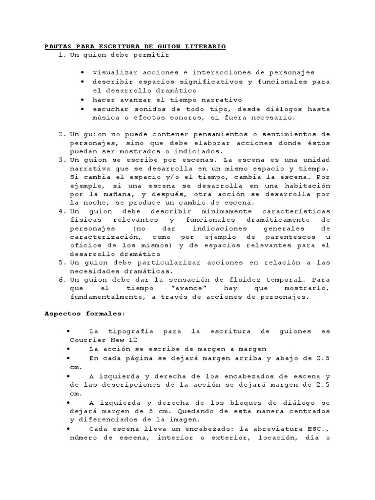 Guion Literario: Pautas y Formato | PDF | Guión