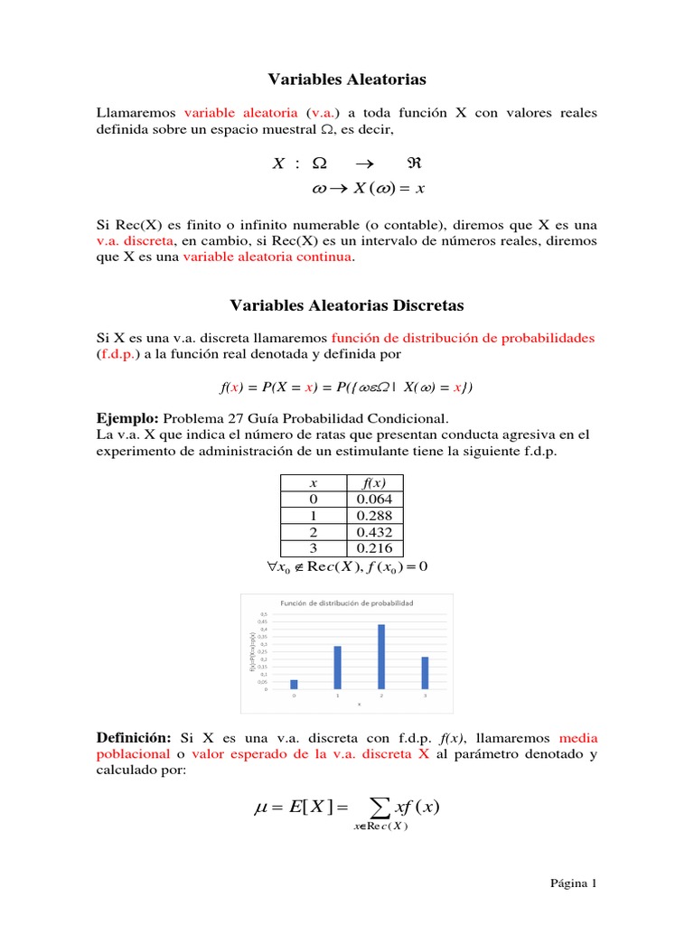 Apunte 4.1 Variables Aleatorias Discretas y Continuas | PDF | Variable aleatoria | Diferencia