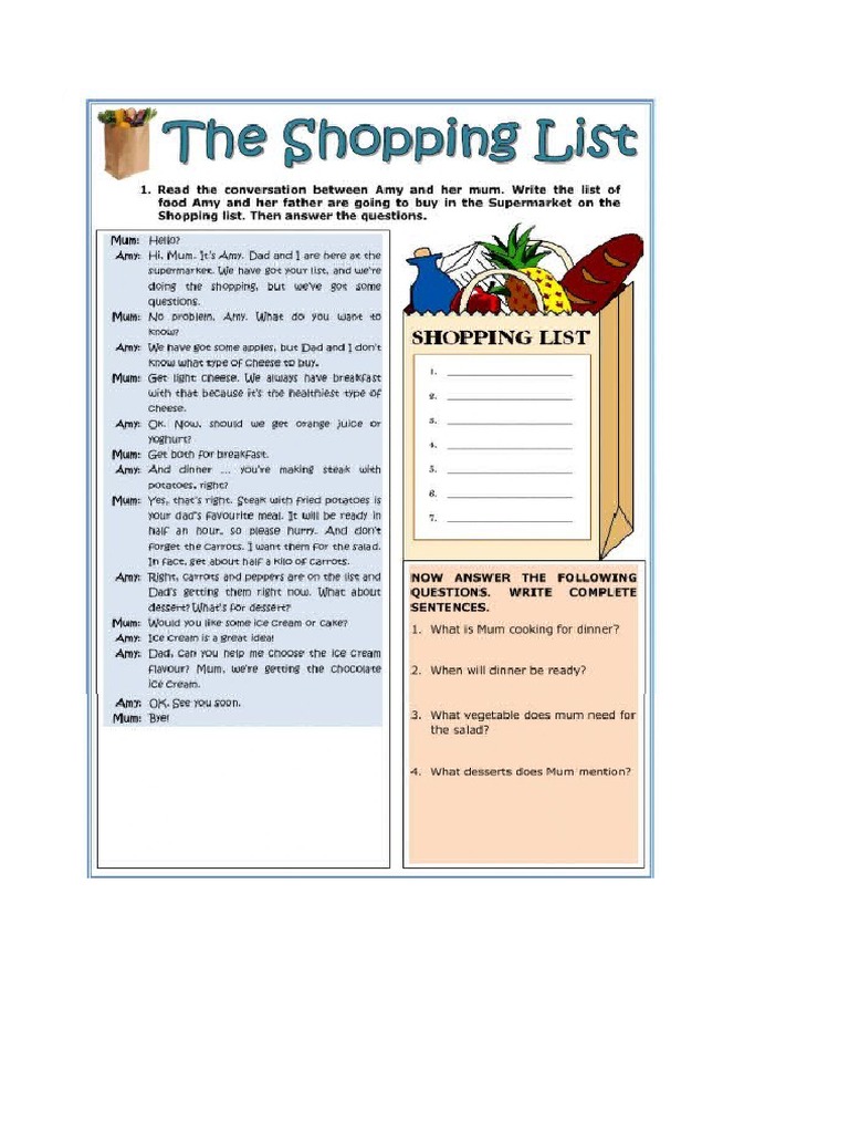 Conversation Shopping List | PDF