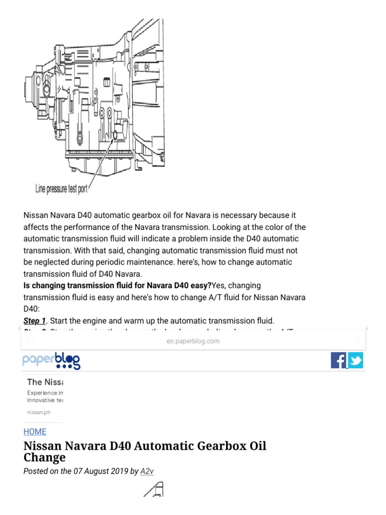 Nissan Navara D40 Automatic Gearbox Oil Change - Paperblog | PDF
