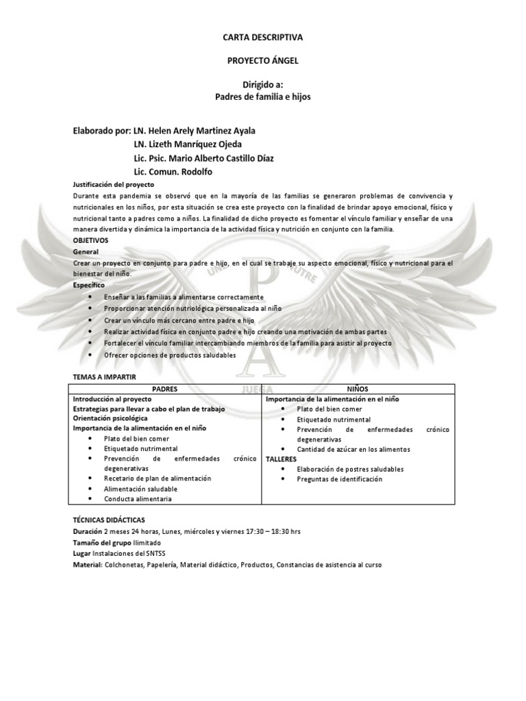 carta descriptiva | PDF