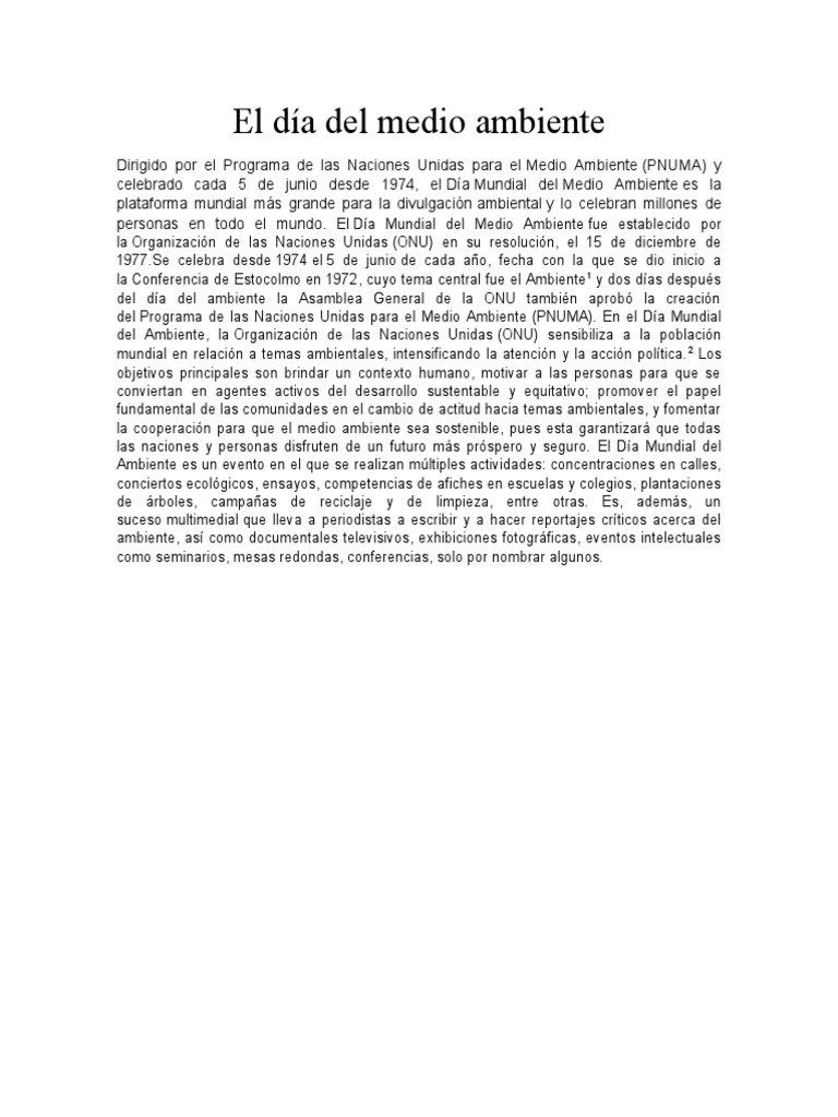 El Día Del Medio Ambiente | PDF