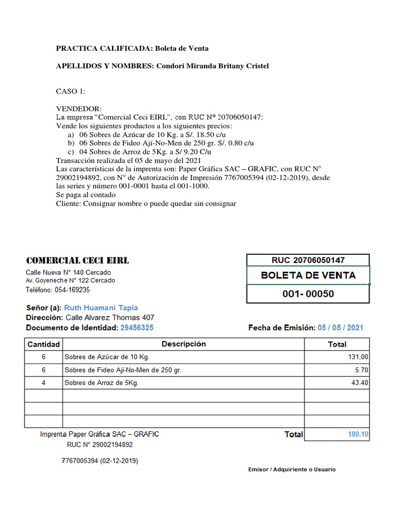 Tarea Boleta de Venta | PDF