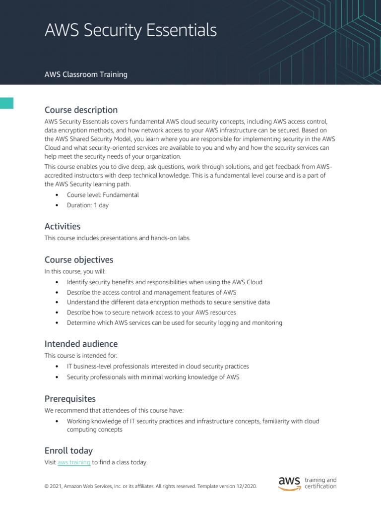 Aws Security Essentials | PDF | Cloud Computing | Security