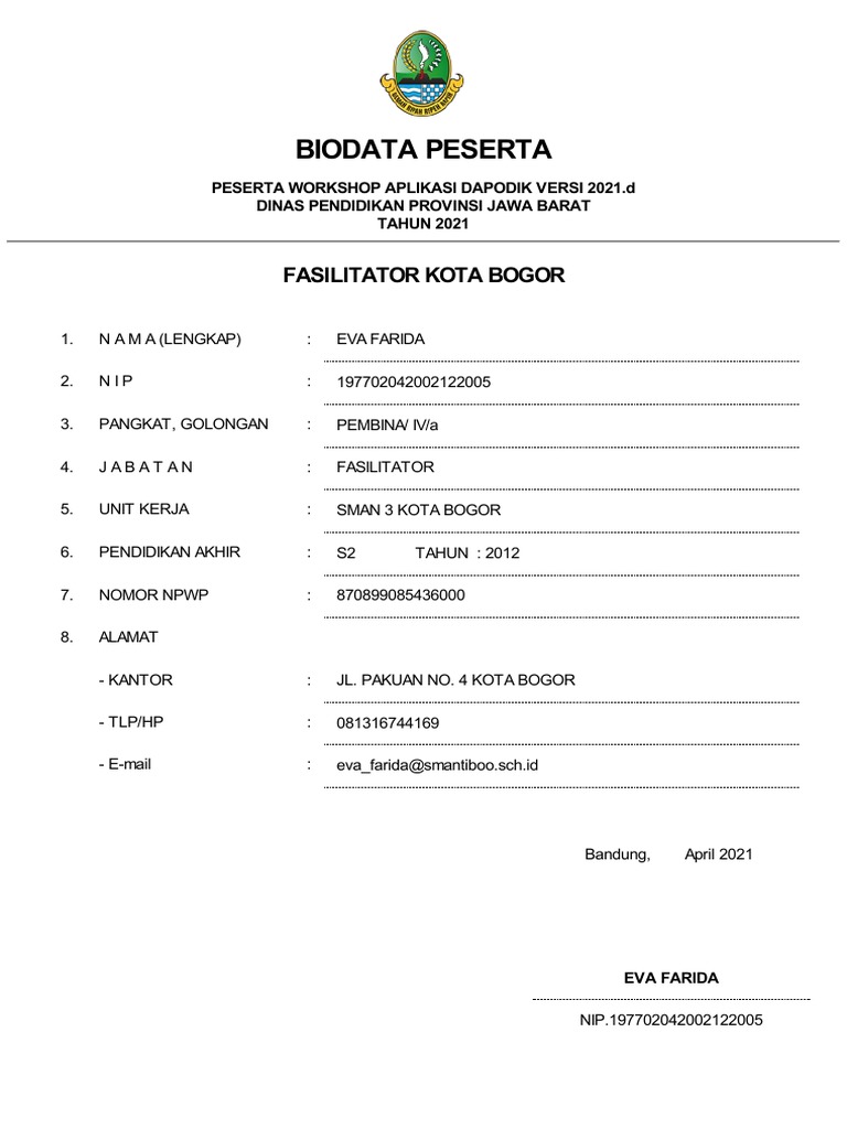 Biodata Fasilitator | PDF