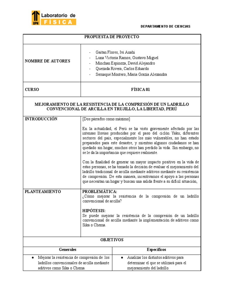 1er Avance de Proyecto - Borrador.docx | PDF | Science