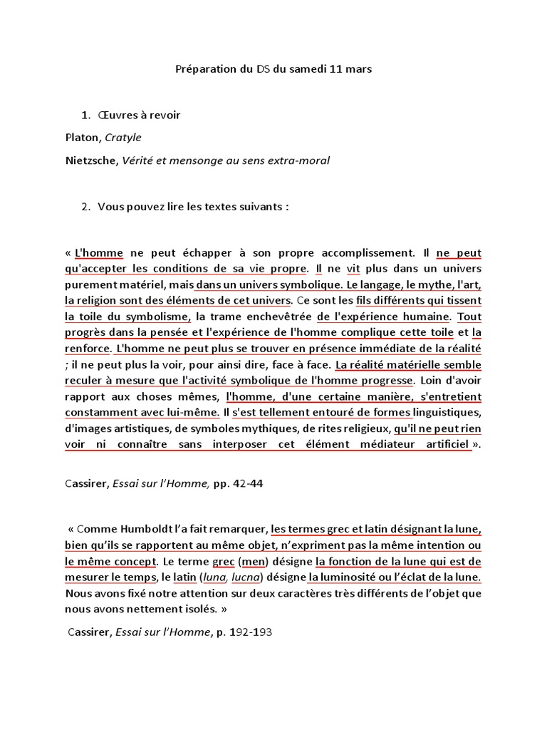 Corpus de Texte Sur Le Langage - Philosophie | PDF | Vérité | Métaphore