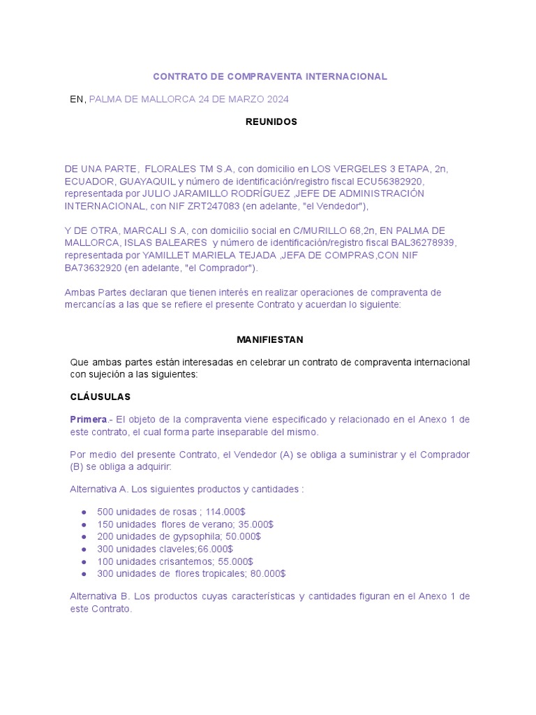 Copia de Model Compravenda Internacional | PDF | Business | Ética legal