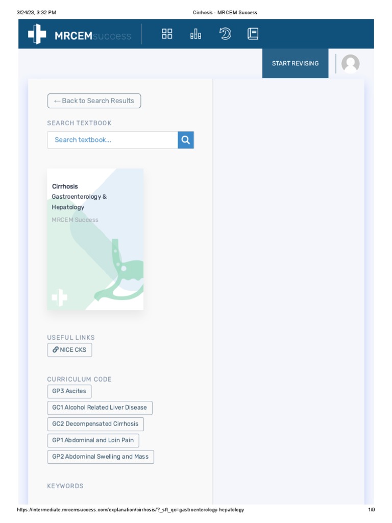Cirrhosis - MRCEM Success | PDF