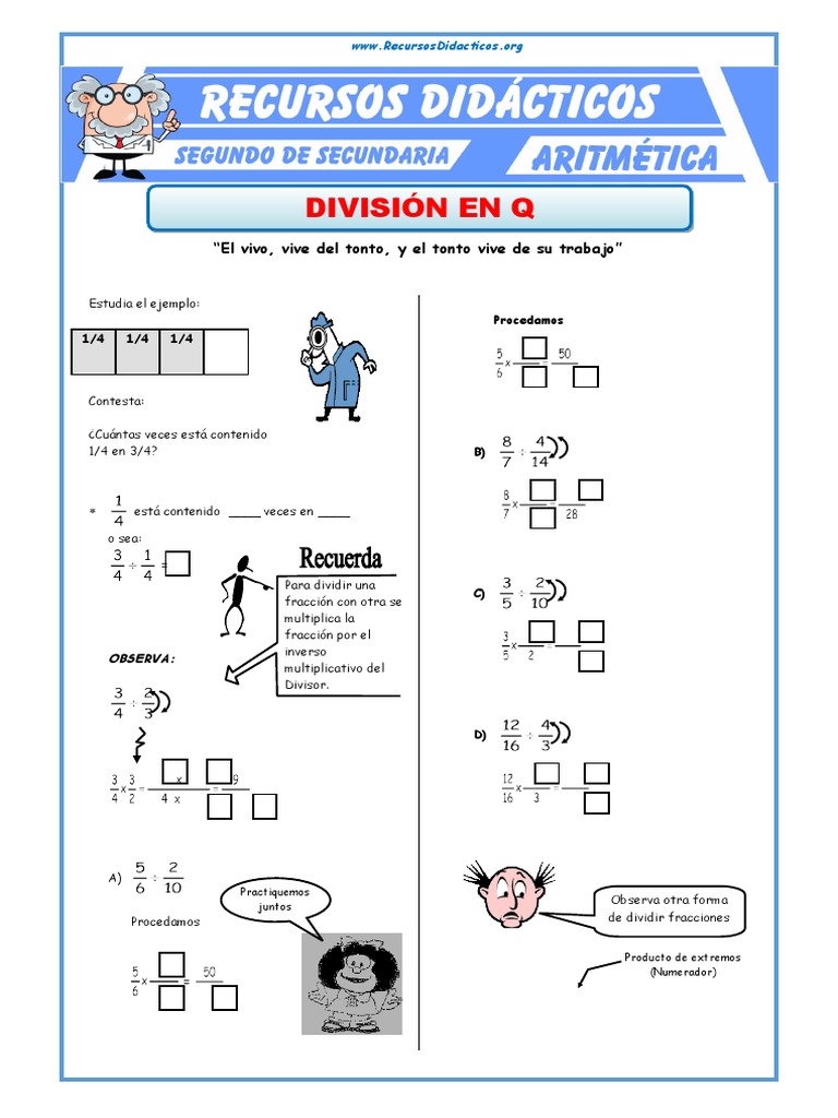 División de Fracciones para Segundo de Secundaria | PDF | División ...