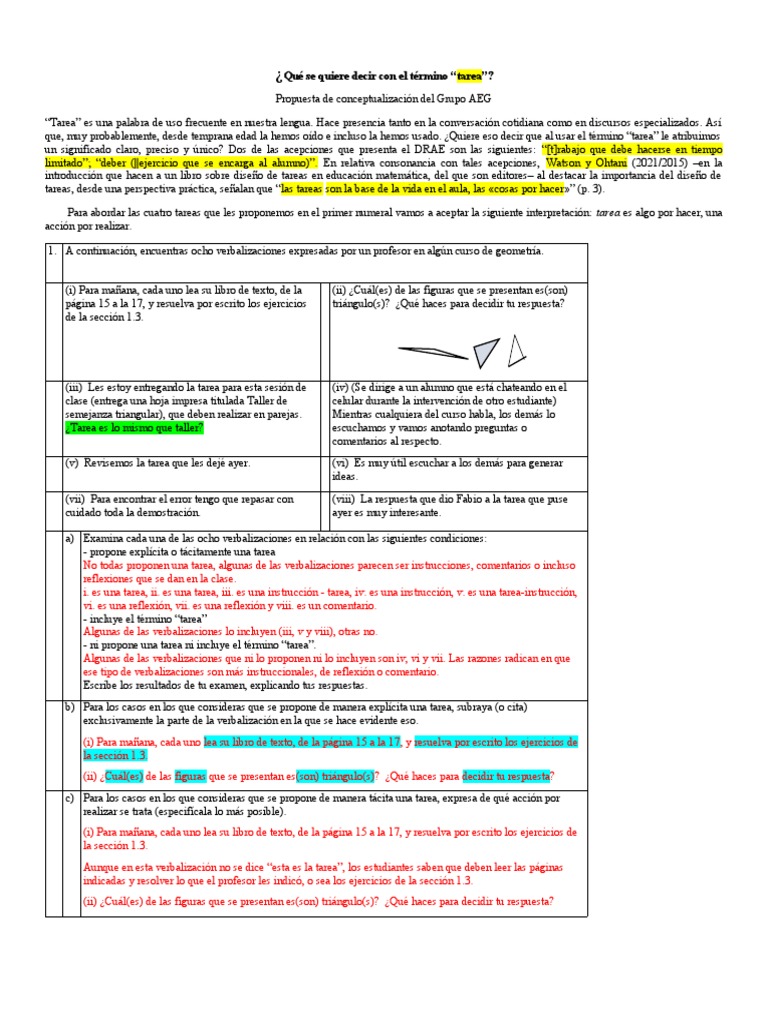 Conceptualización del término "tarea" | PDF | Crecimiento personal y ...