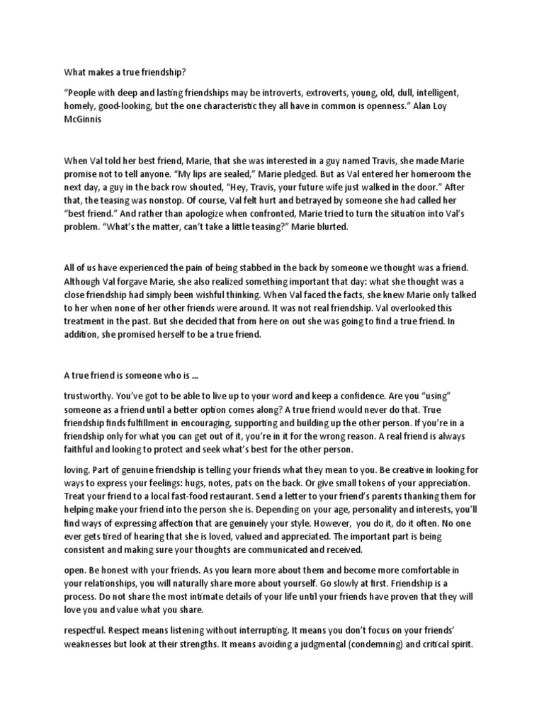 Friendship Qualities & Challenges | PDF | Jealousy | Friendship