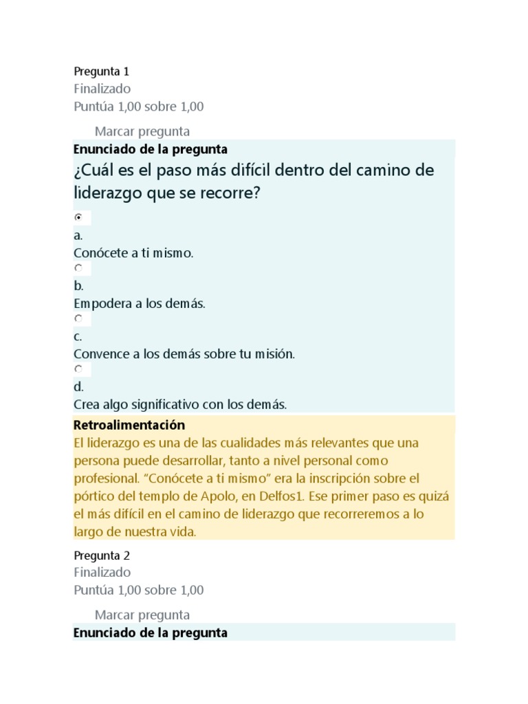 Autoevaluacion 1 LIDERAZGO | PDF | Liderazgo | Inteligencia emocional
