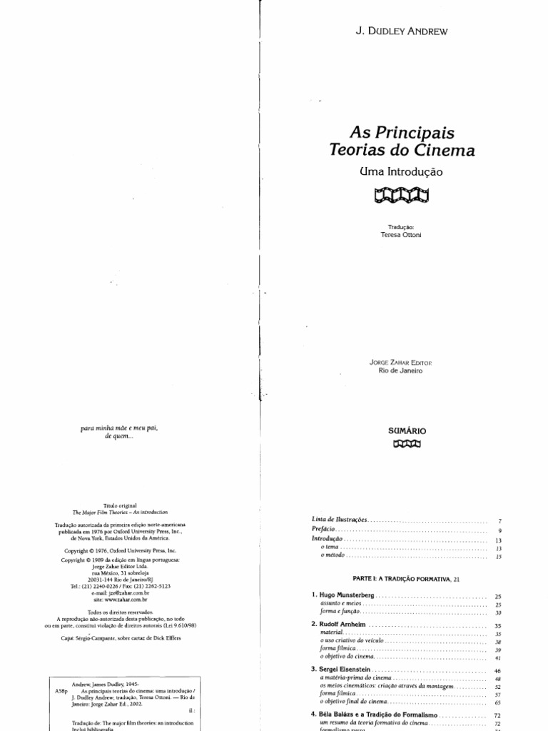 Andrew - J D - As Principais Teorias Do Cinema | PDF | Experiência | Teoria