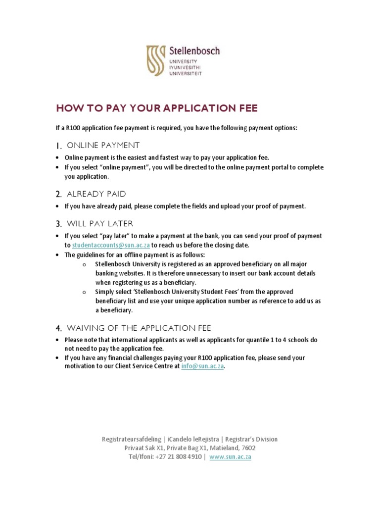 How To Pay Your Application Fee 2024 | PDF