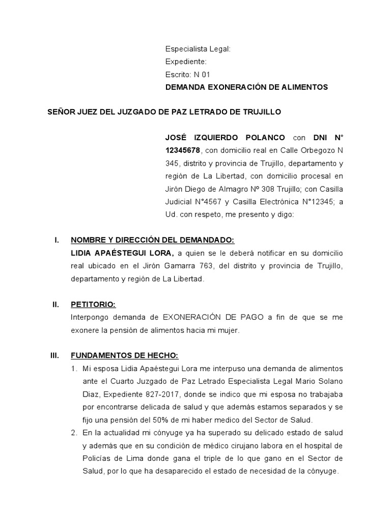 EXONERACIÓN | PDF | Demanda judicial | Instituciones sociales