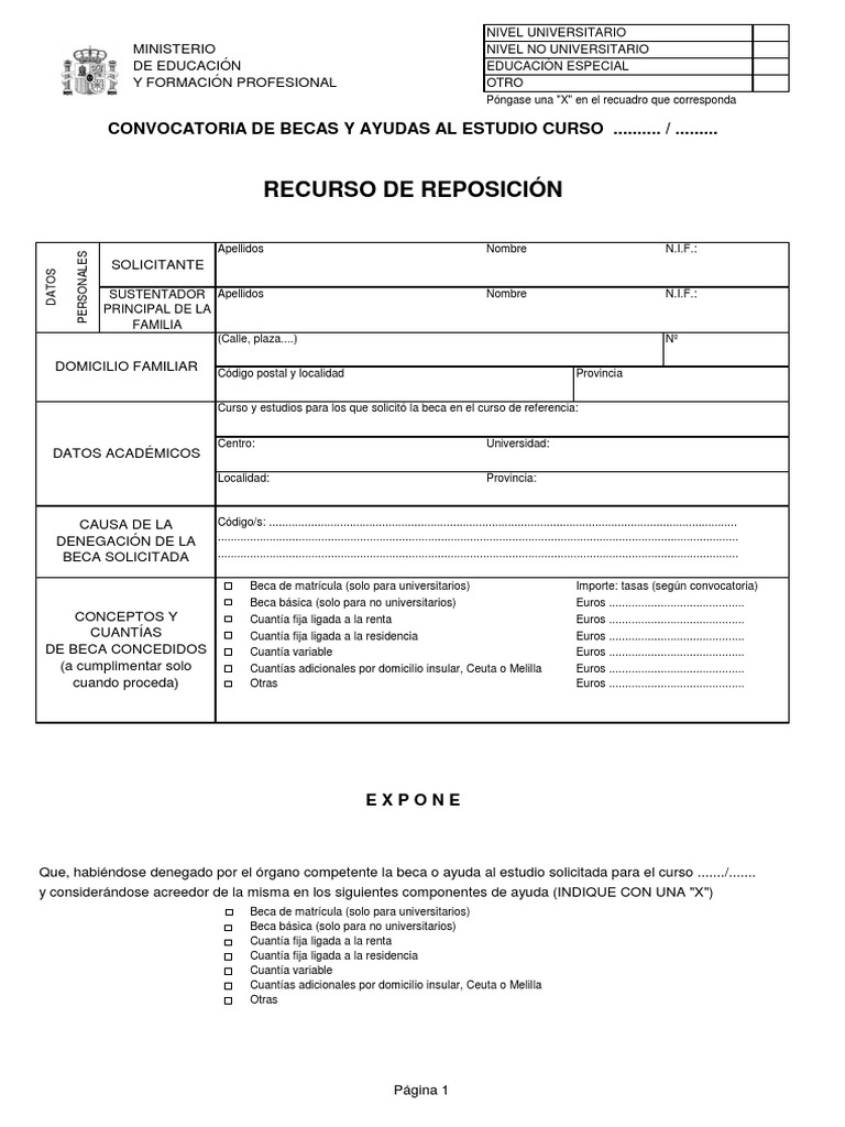 Modelo de Recurso de Reposicion 20 21 | PDF
